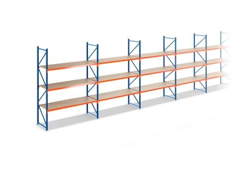 13,7 m storage rack LR2000 / 60 cm deep / 2 m high / 3 levels / rack ...