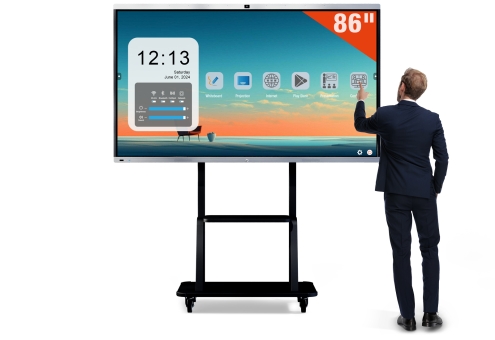 Interactive whiteboard IWBT-86, 86 in touchscreen with mobile stand ...
