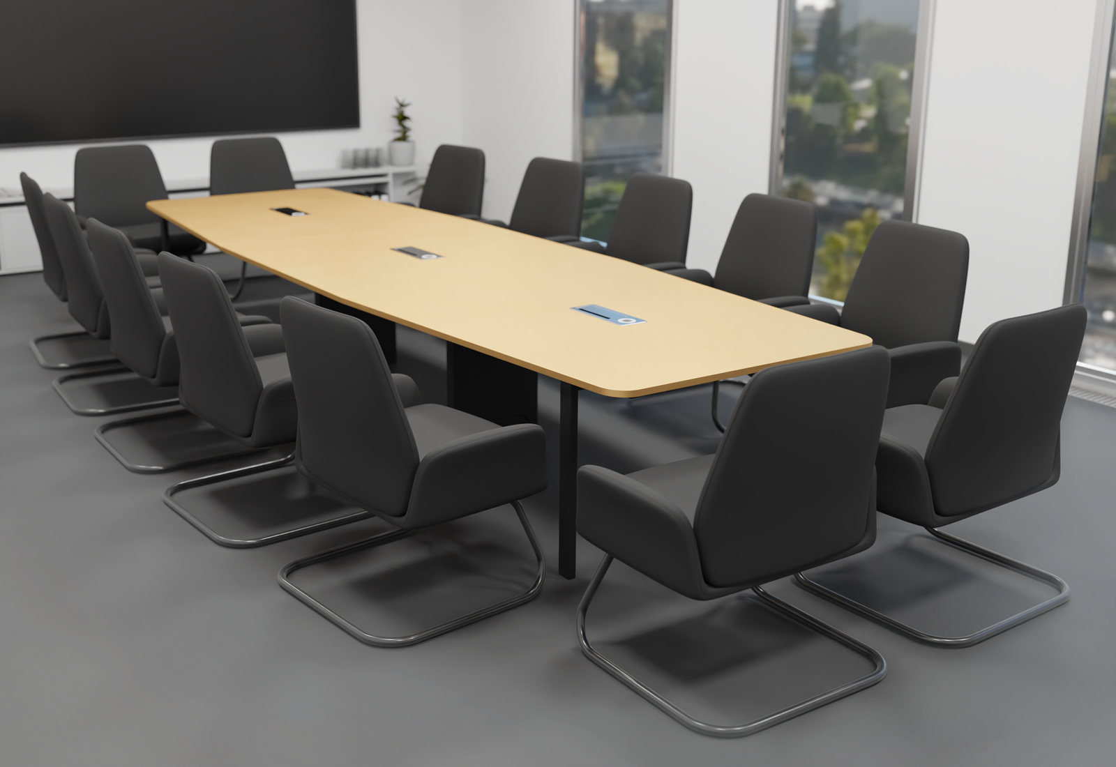 Conference table ELLA480i Beige with induction charging station + 14 ...