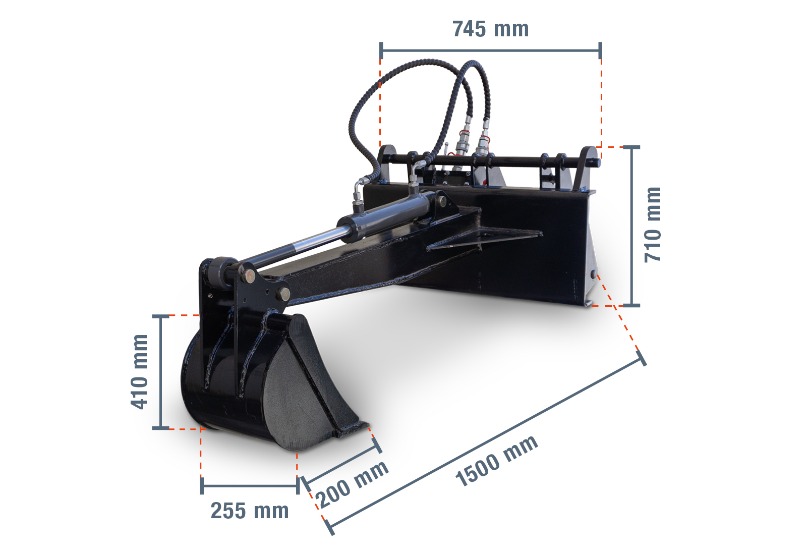 Narrow excavator bucket RL-BS255 for electric wheel loader RLE400/2 ...